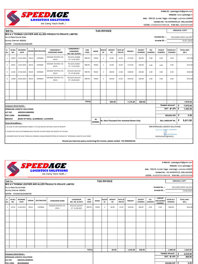 Tax Invoice for Logistics Services | PDF | Receipt | Government Finances