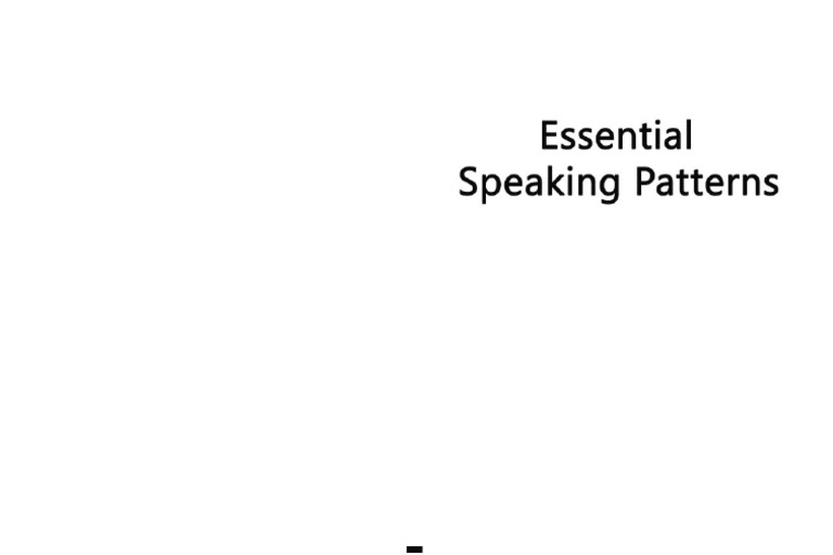 Essential Speaking Patterns Cover | PDF
