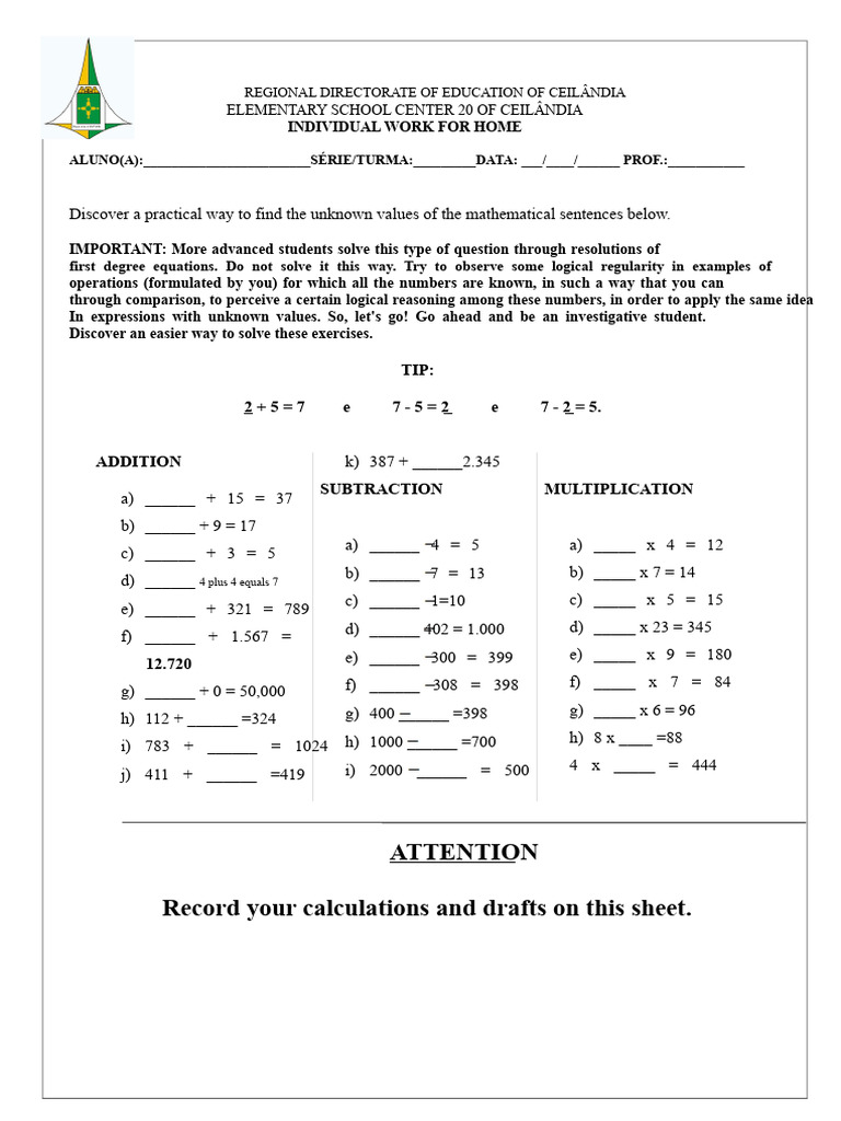 (5th and 6th) Reverse Operation Exercise | PDF