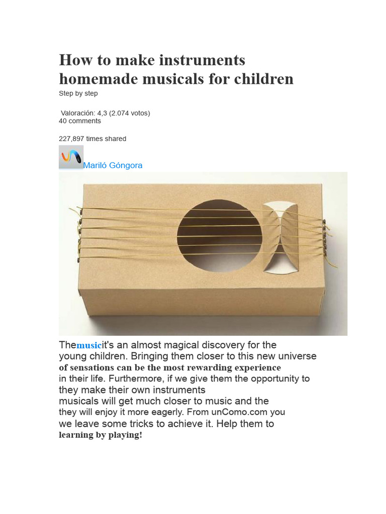 DIY Musical Instruments for Kids | PDF | Adhesive