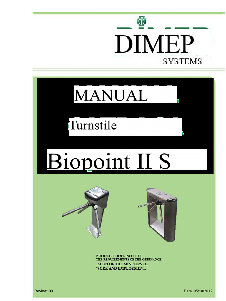 Biopoint II S R.00 Turnstile Manual | PDF | Relay | Biometrics