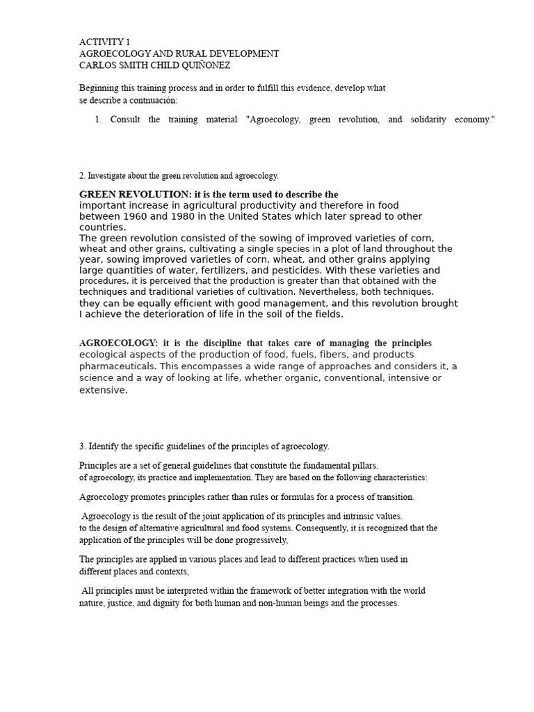Activity-1-Agroecology-Green-Revolution.docx | PDF | Agroecology ...