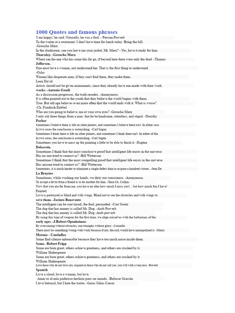 1000 Quotes and Famous Sayings | PDF | Love