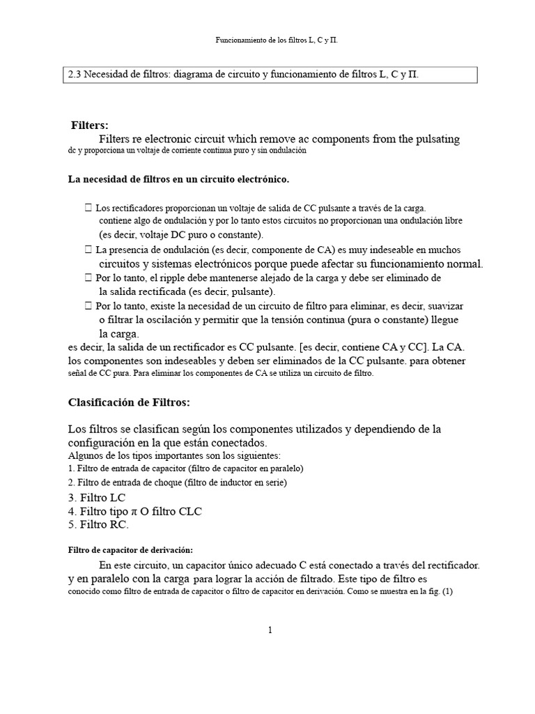 Circuito de Filtros 2.3 | PDF | Rectificador | Corriente continua