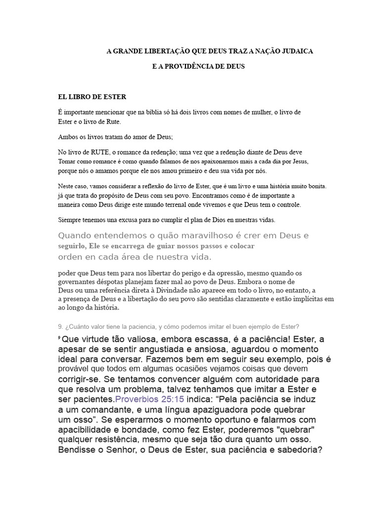 A Libertação do Povo Judaico em Ester | PDF