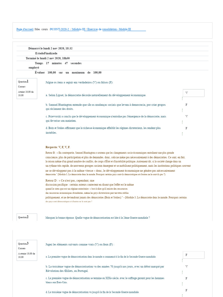 Exercices sur la démocratie et ses vagues | PDF | Démocratie ...