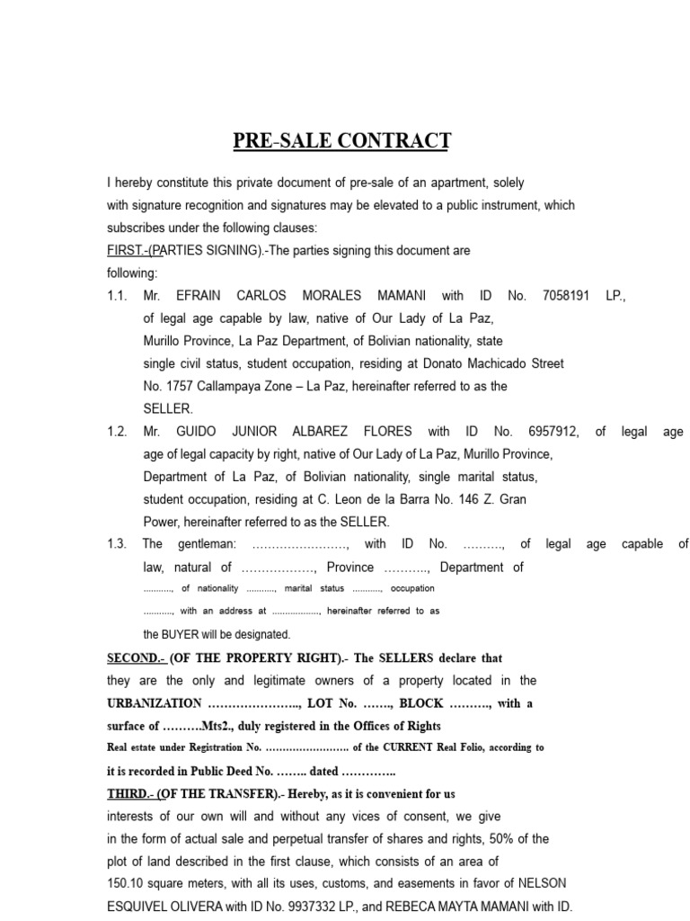 Pre-Sale Contract Dto. Efrain | PDF | Justice | Crime & Violence
