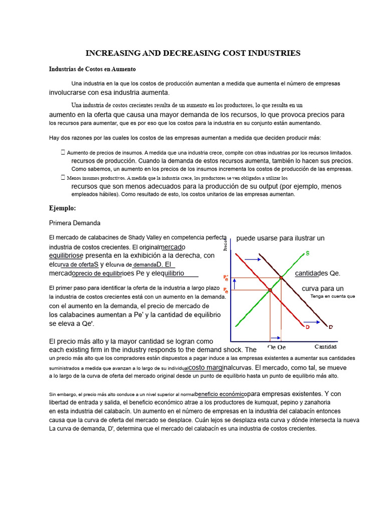 Industrias de Costos Crecientes y Decrecientes | PDF | Oferta y demanda ...