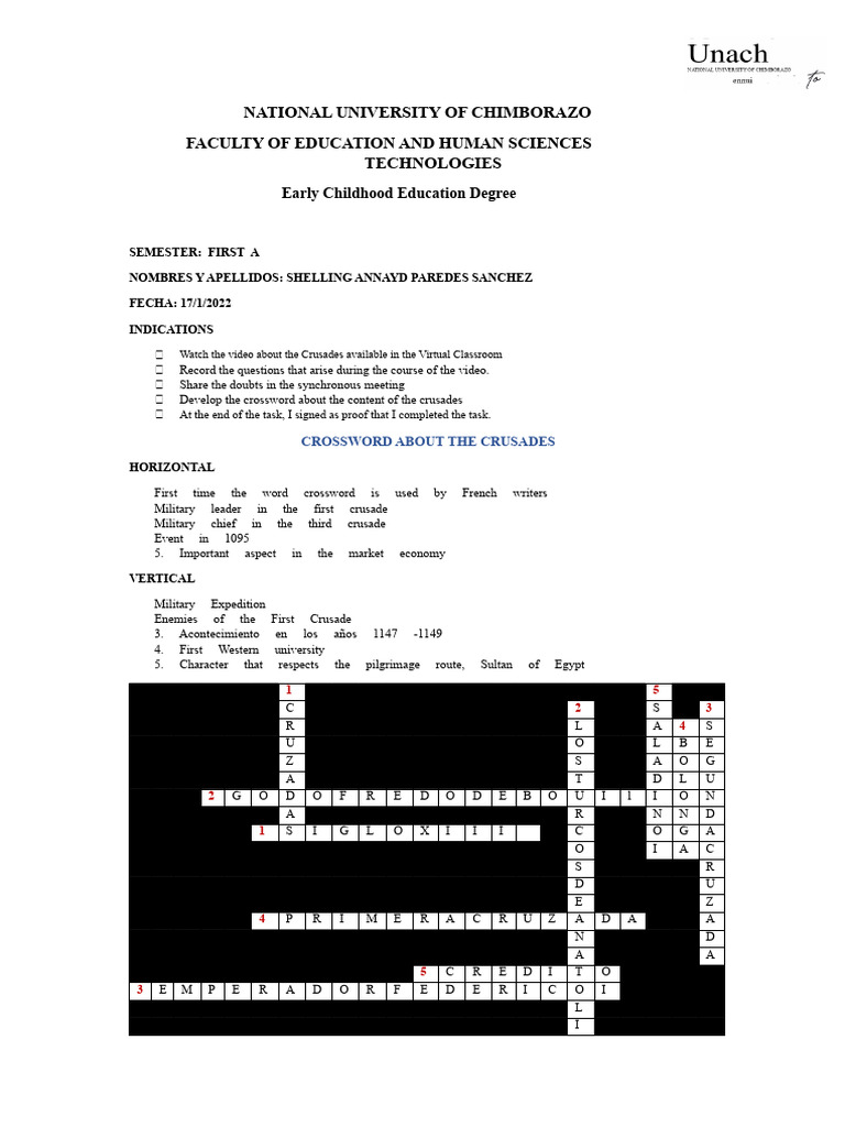 CROSSWORD - THE CRUSADES (CLASSROOM) | PDF | Puzzles | High Middle Ages