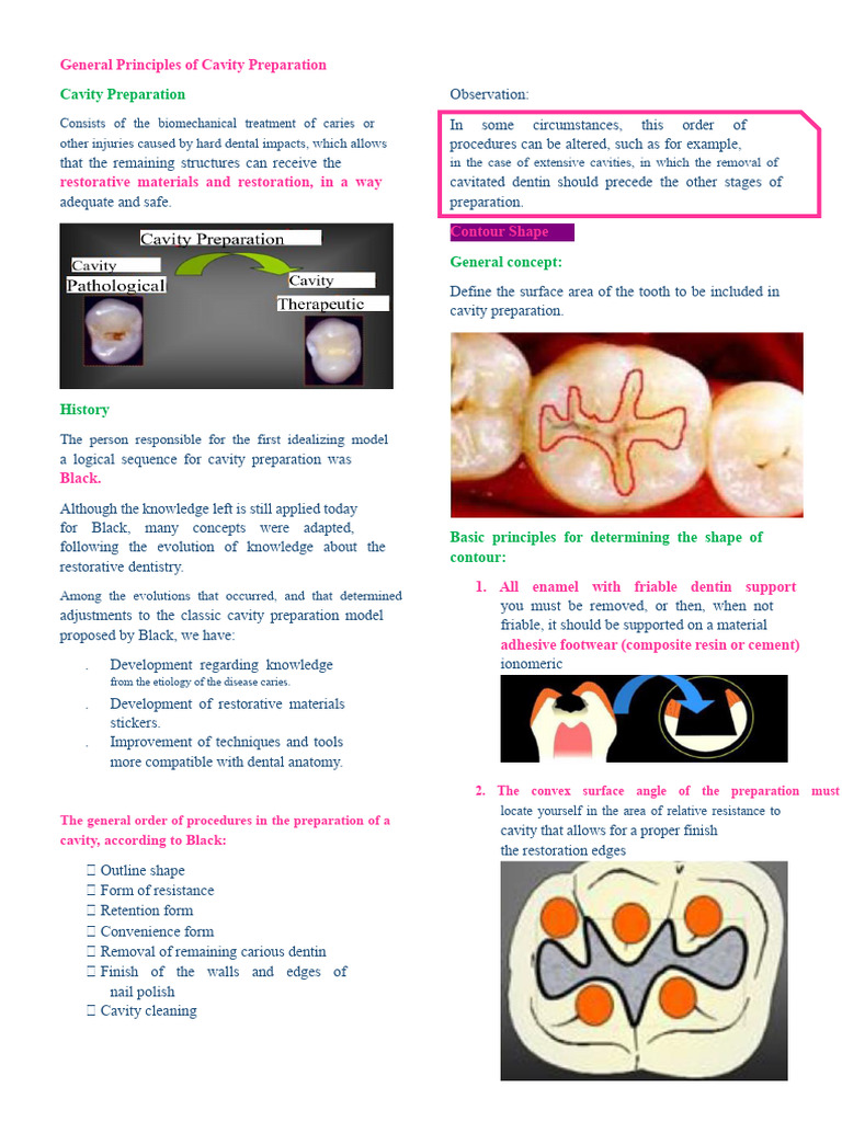 Summary 10 - General Principles of Cavity Preparation | PDF | Tooth ...
