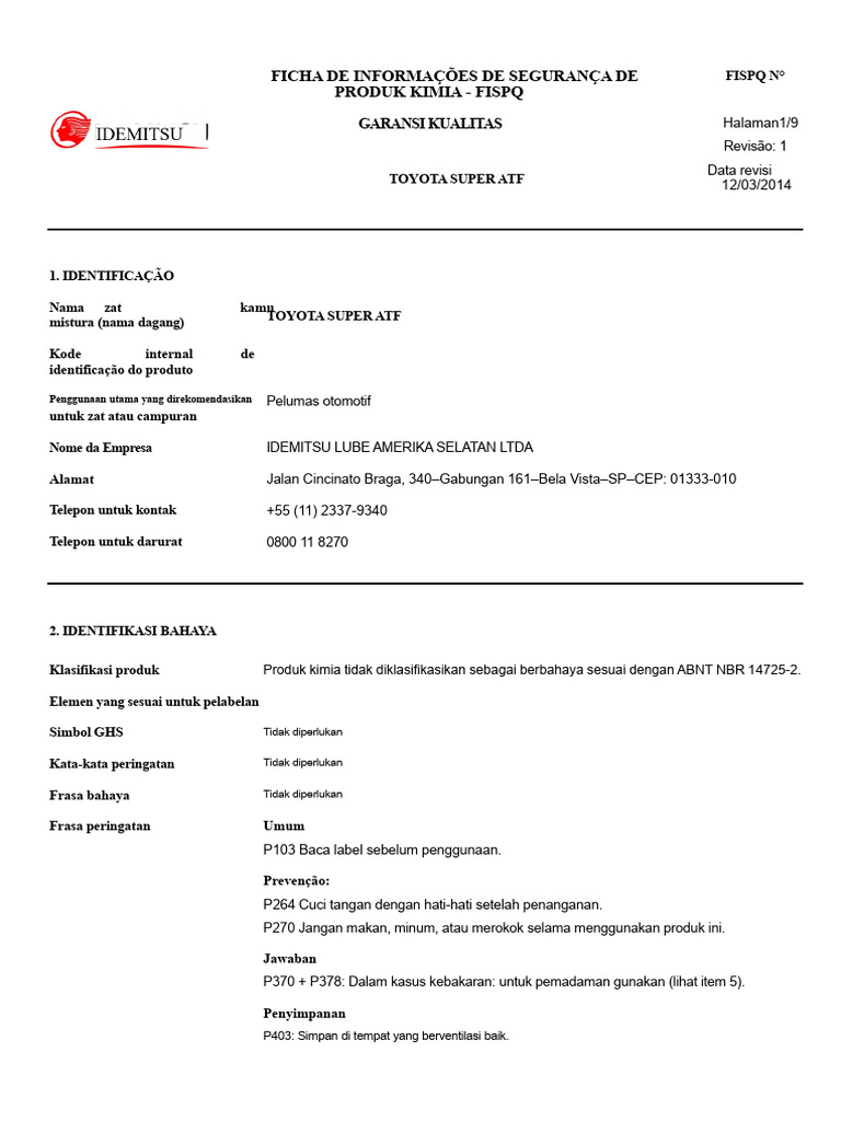 Fispq Toyota Super Atf | PDF