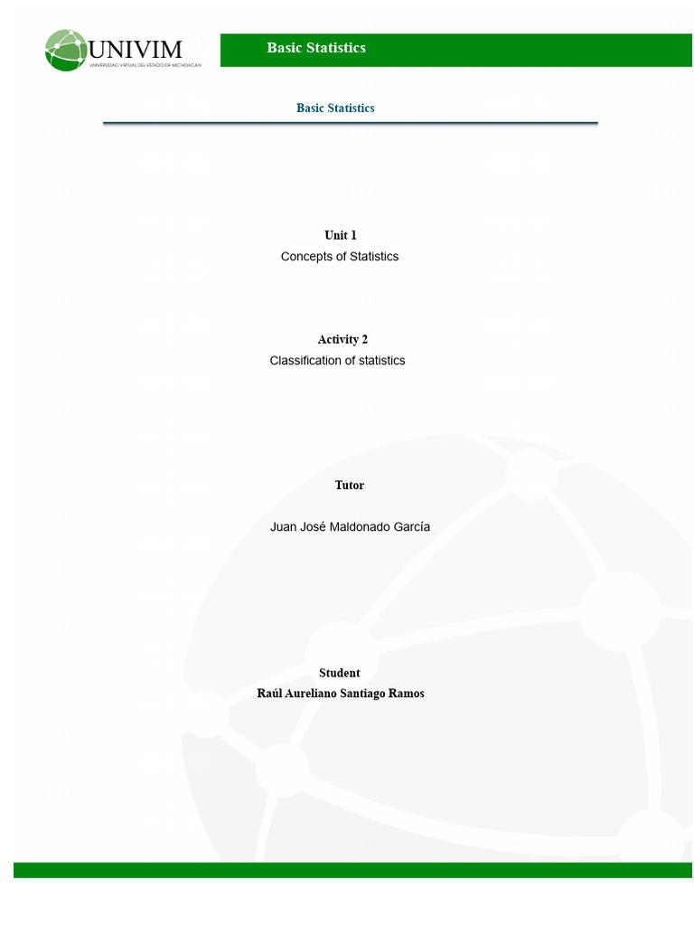 Unit 1 Classification of Statistics | PDF | Statistics | Statistical ...