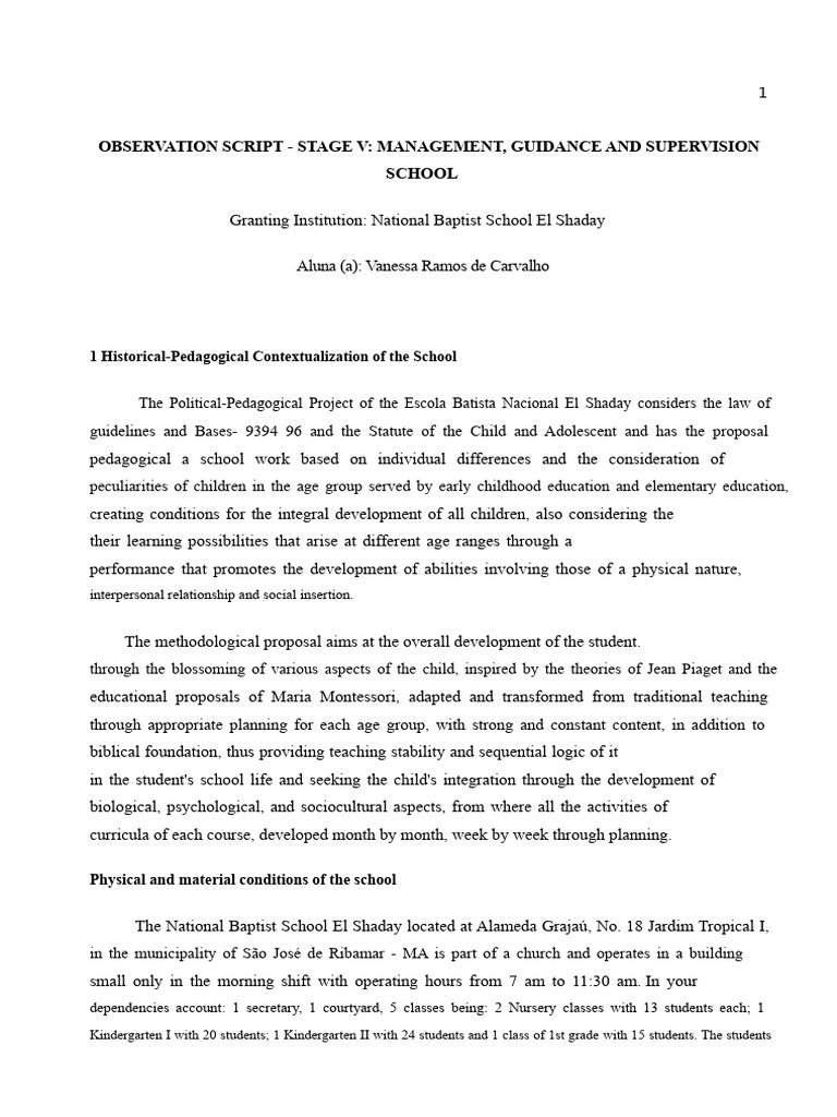 INTERNSHIP OBSERVATION SCRIPT V.docx | PDF | Teachers | Pedagogy