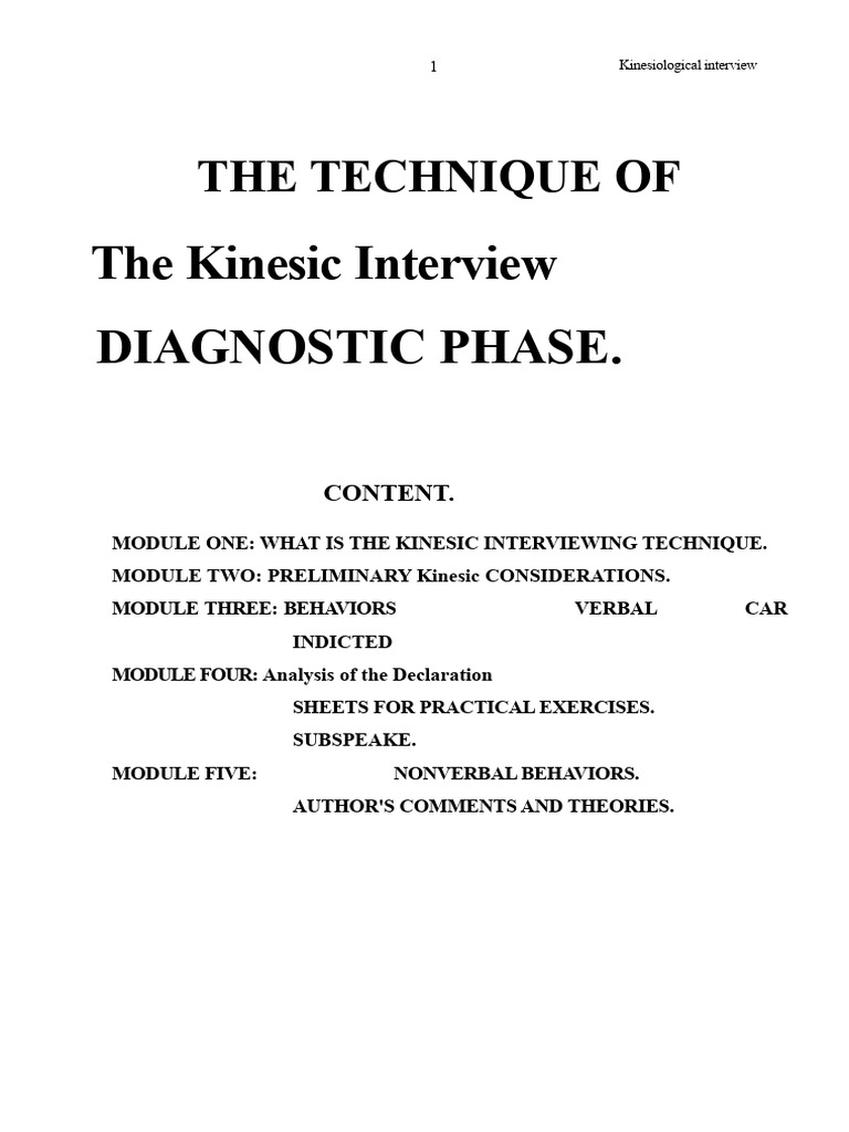 Kinesic Interview Technique Overview | PDF | Question | Interrogation