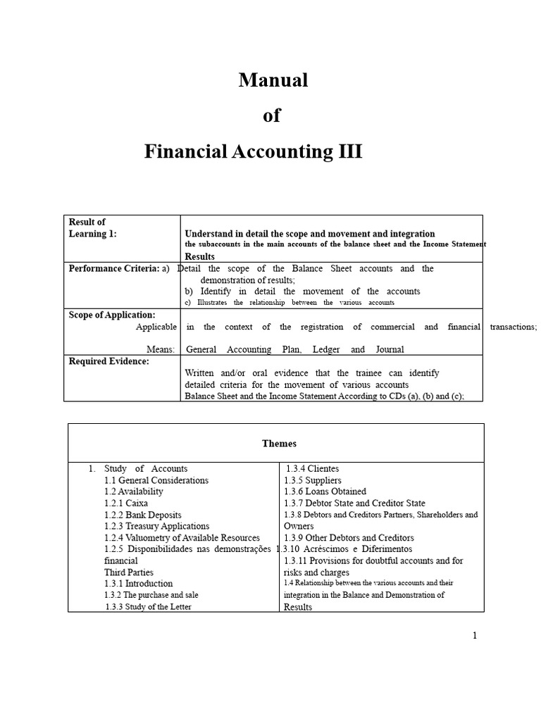 Financial Accounting III Overview | PDF | Debits And Credits ...