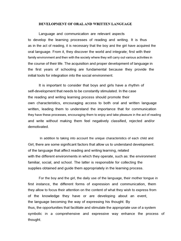 Development of Oral and Written Language | PDF | Reading Comprehension ...