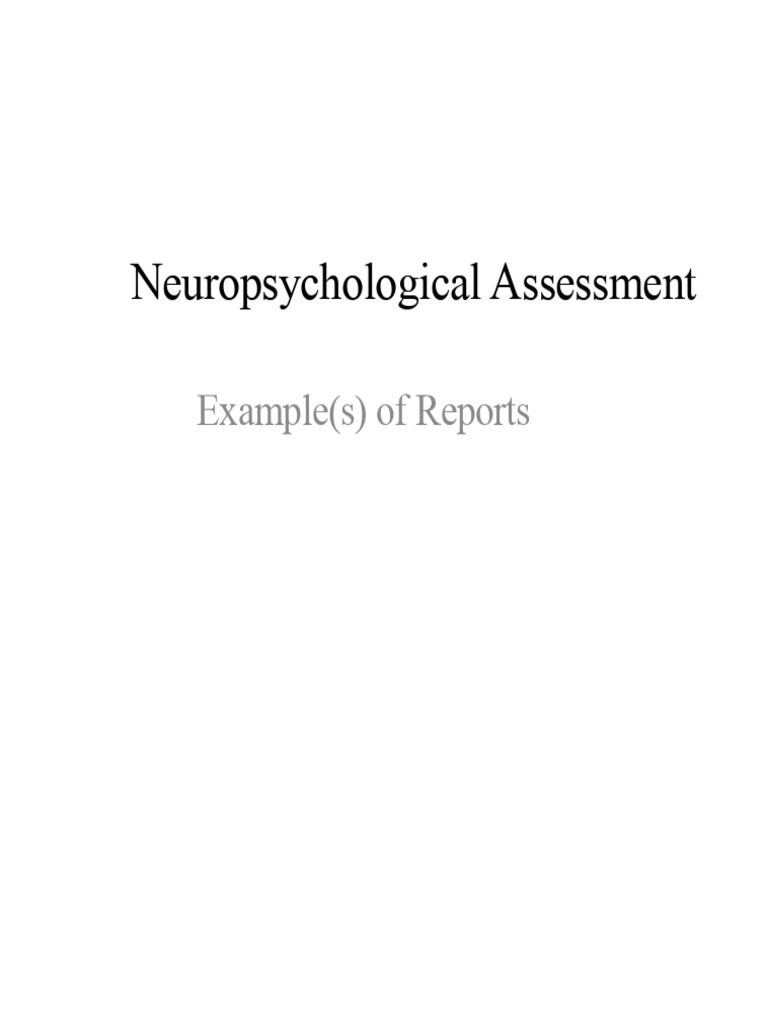 Examples of Neuropsychological Study Reports | PDF | Wechsler Adult ...