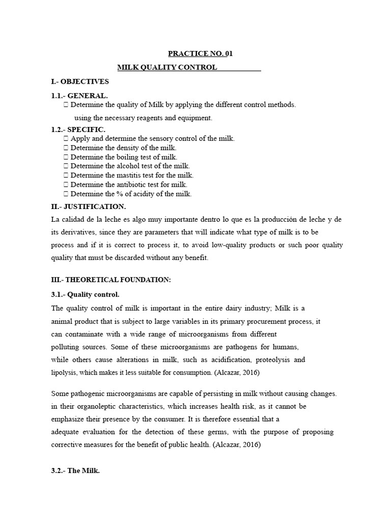 Milk Quality Control Methods Guide | PDF | Milk | Density