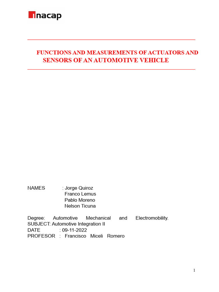 Automotive Sensors and Actuators Guide | PDF | Fuel Injection | Sensor