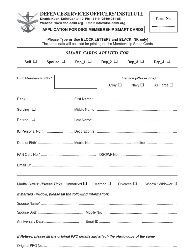 DSOI - Smart Card Form | PDF | Government | Government And Personhood