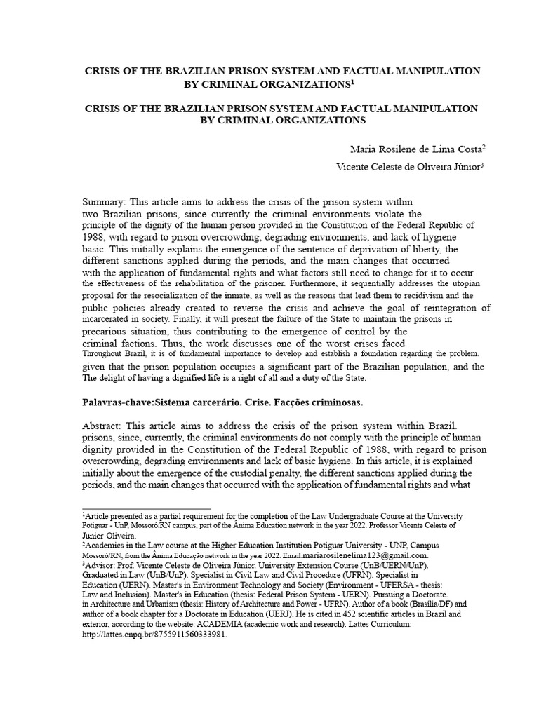 Crisis of the Brazilian Prison System and Factual Manipulation by ...