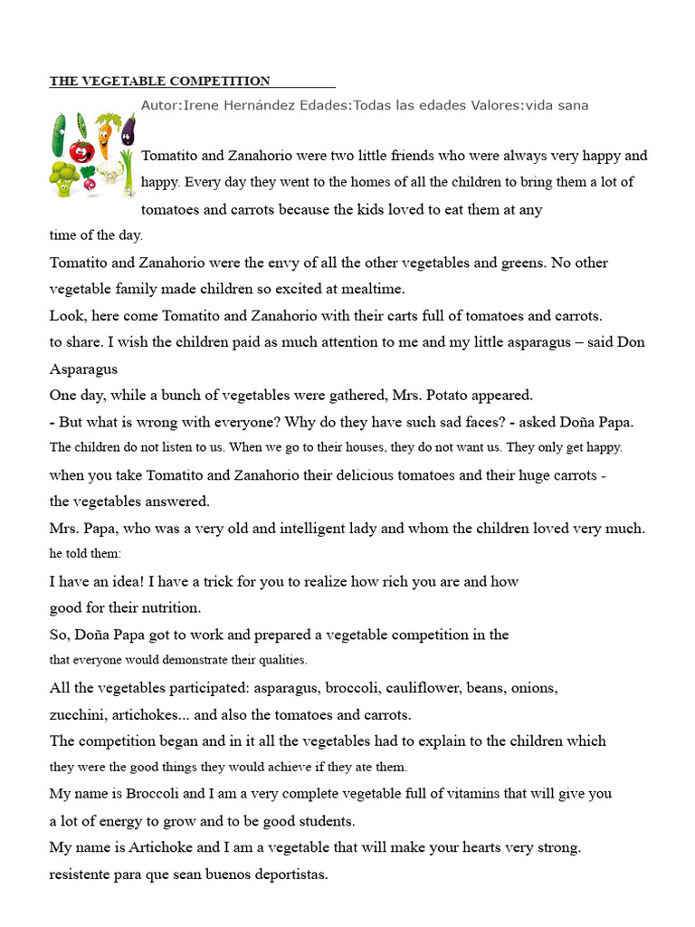 Stories About Healthy Eating | PDF | Vegetables | Foods