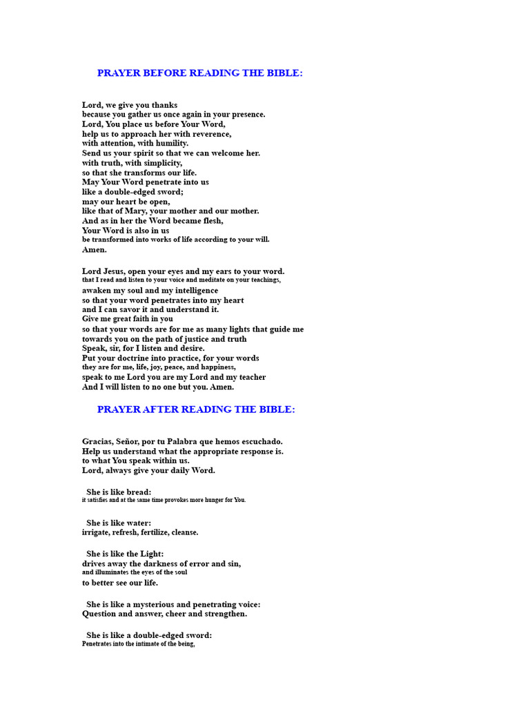 Prayer Guide for Bible Reading | PDF