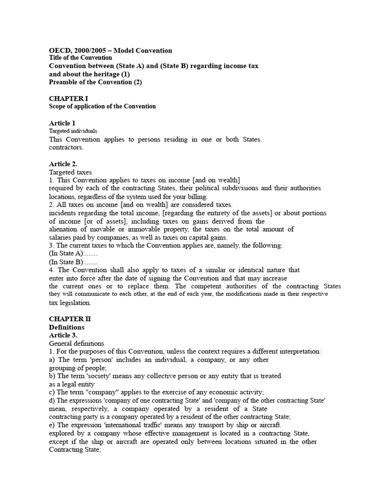OECD Model Convention PDF | PDF | Dividend | Taxes