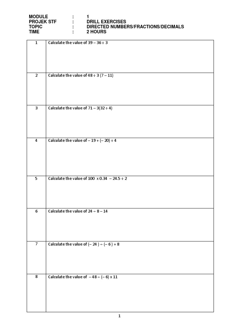 Solving Various Mathematical Expressions Involving Directed Numbers ...