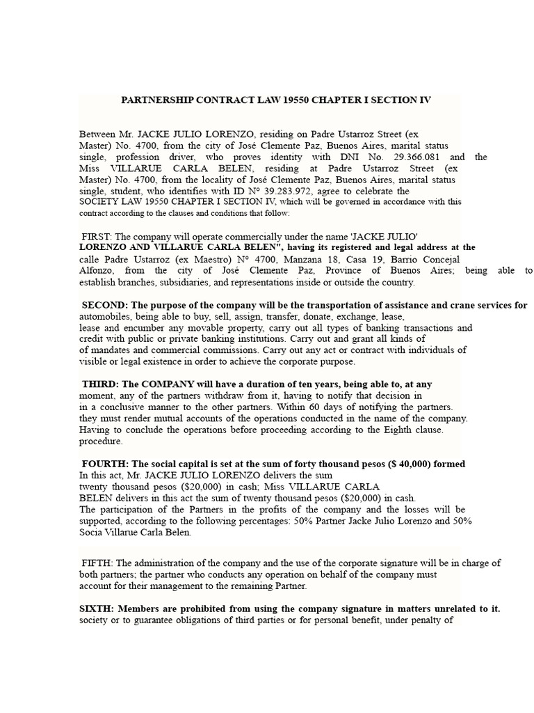 Contract Society Law 19550 Chapter I Section IV | PDF | Business Law ...