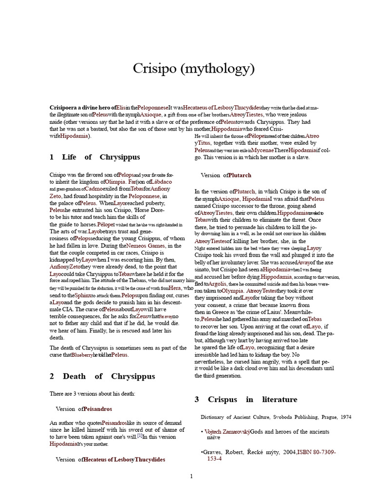 Myth of Chryses (Mythology) | PDF | Greek Mythology