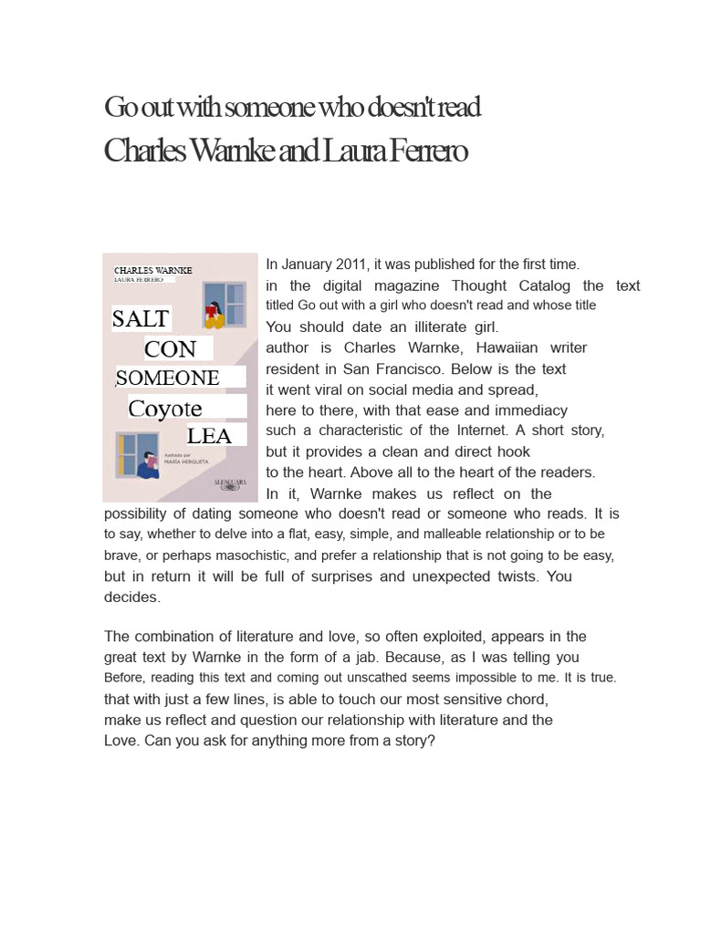 Go Out With Someone Who Doesn't Read | PDF