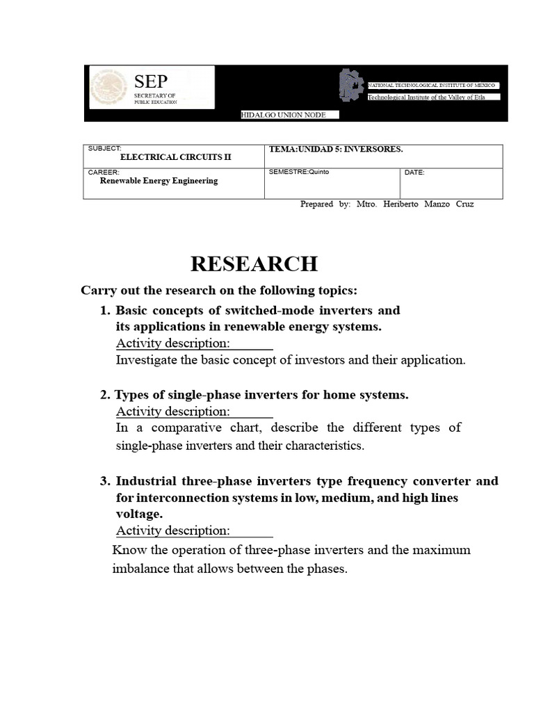 Research: Single-Phase Inverters and Their Characteristics | PDF