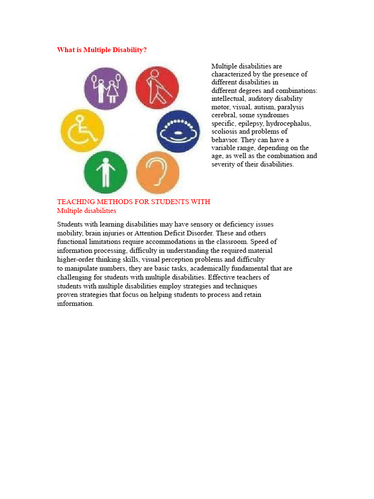 What Is Multiple Disability | PDF | Autism | Down Syndrome