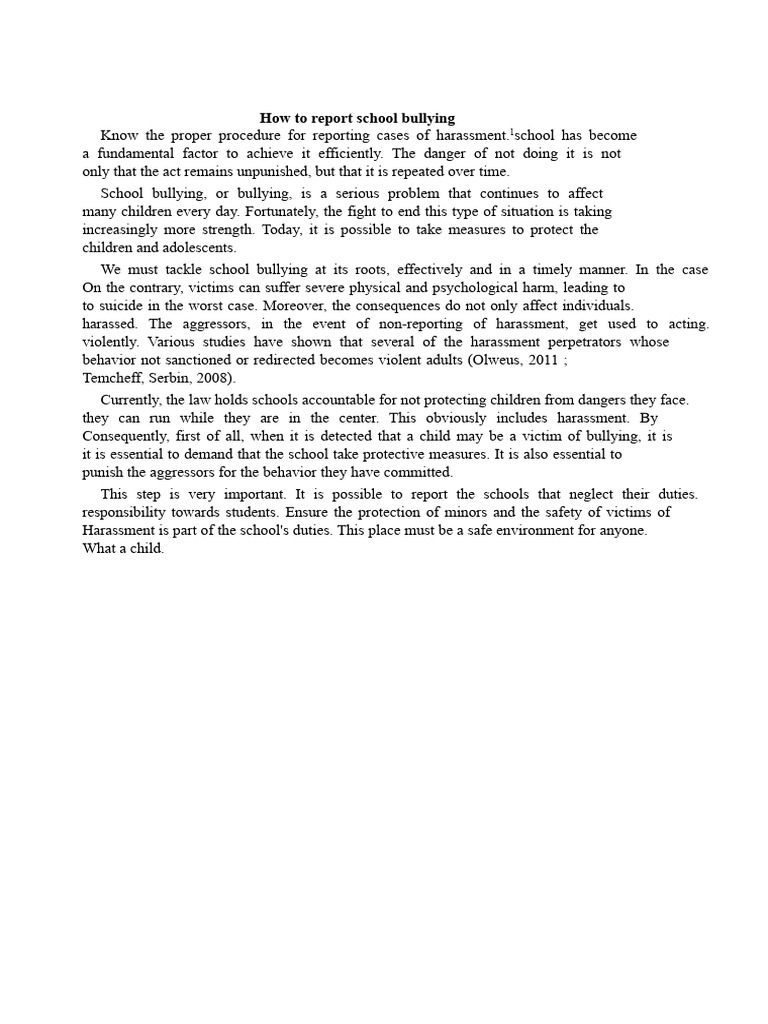 Reporting School Bullying Effectively | PDF