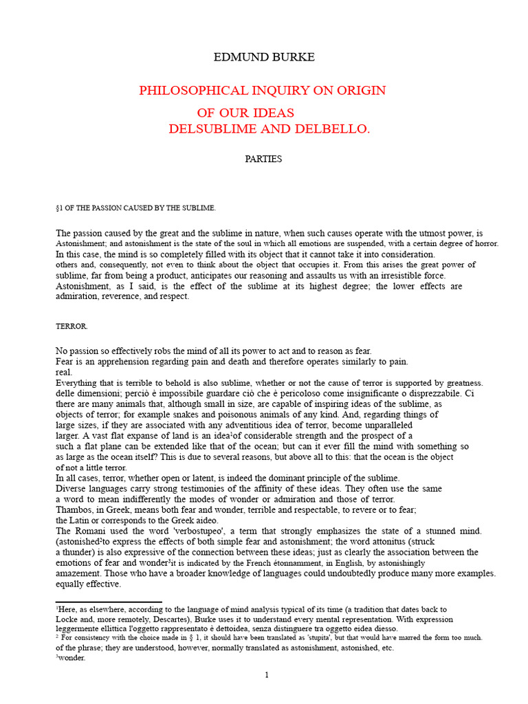 Burke Beautiful and Sublime Part II Translation | PDF | Idea | Pleasure