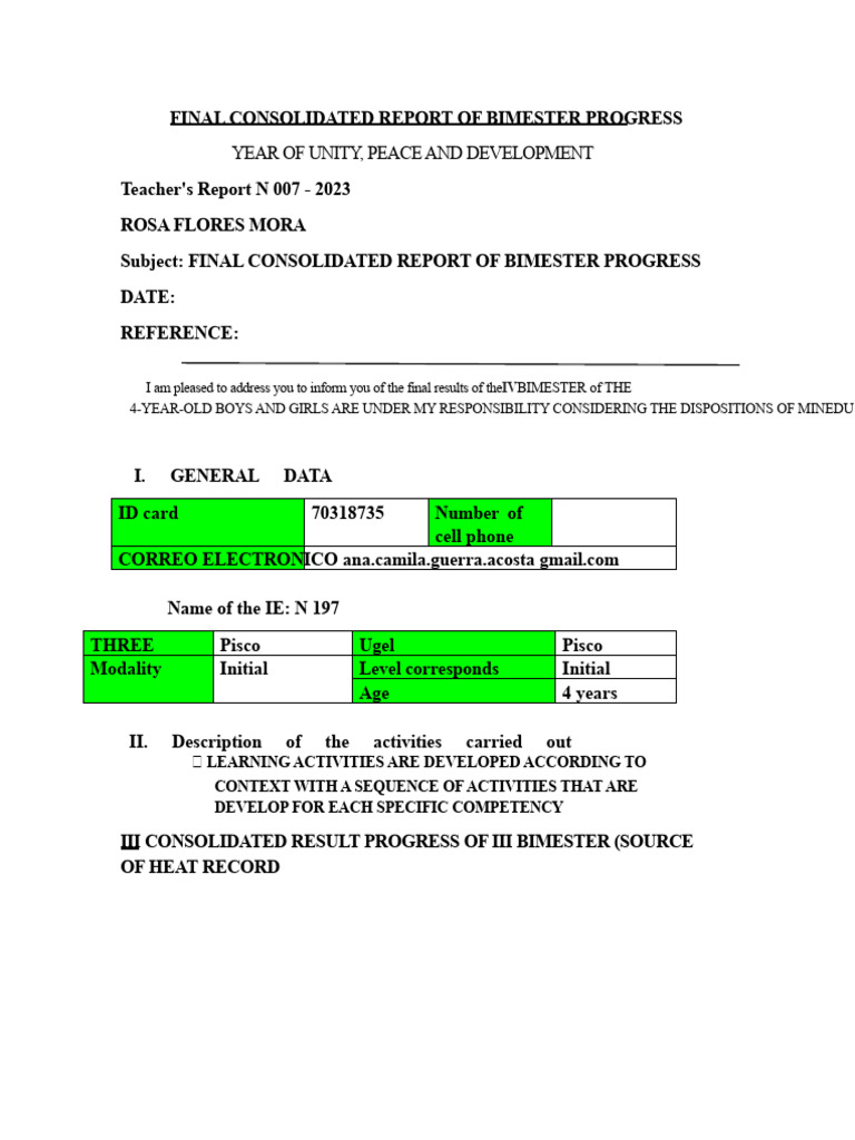 Final Consolidated Progress Report of 4 Years Bimonthly | PDF | God ...