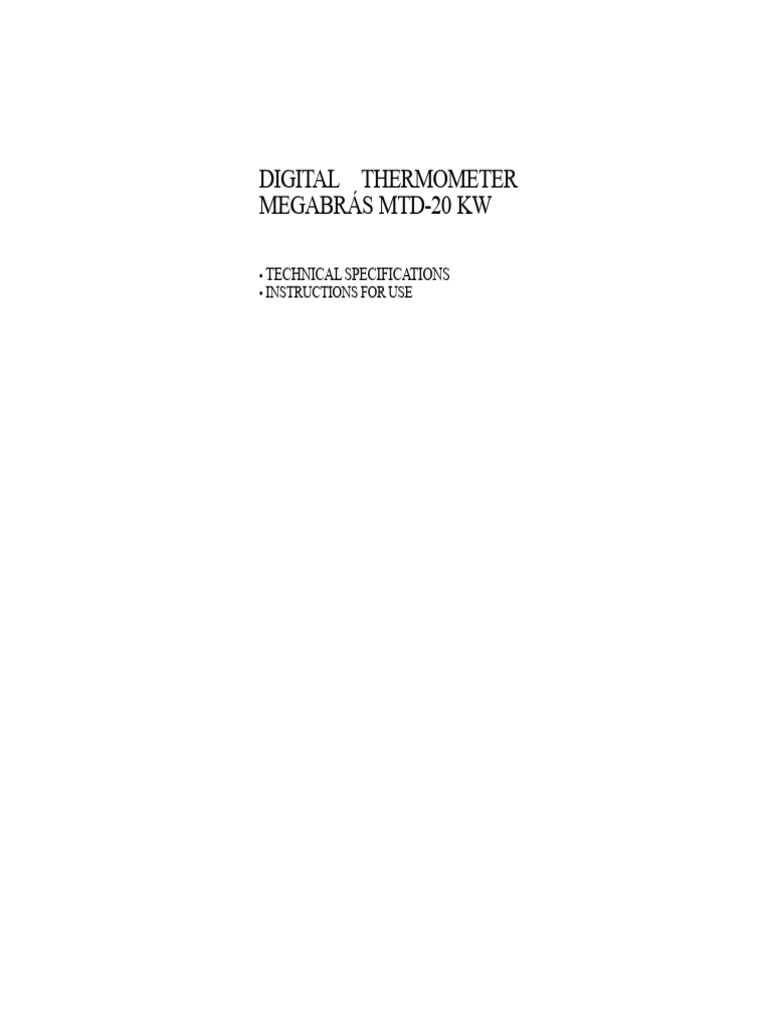 Digital Thermometer Megabrás MTD-20 KW Megabrás MTD-20 K | PDF ...