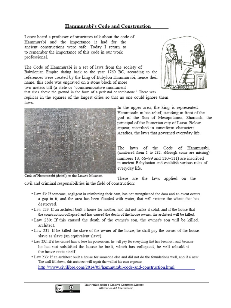 Hammurabi's Code and Construction | PDF | Hammurabi | Babylon