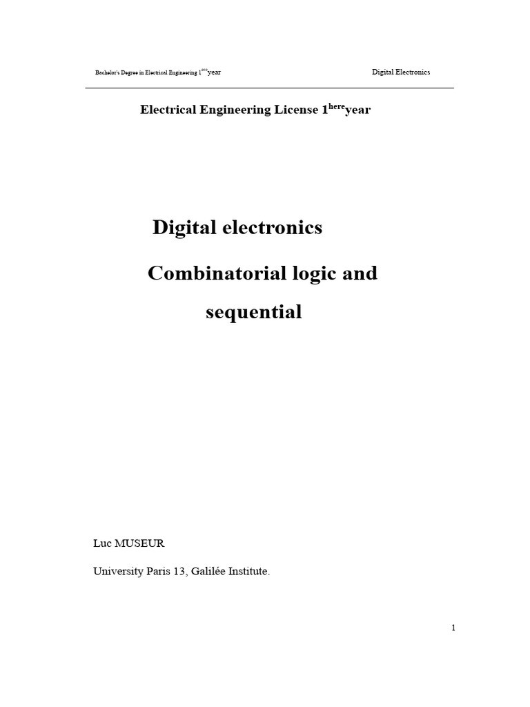 Digital Electronics Combinational and Sequential Logic | PDF | Digital ...