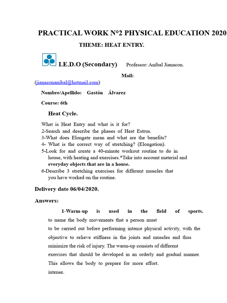 Practical Work in Physical Education 2 (Warm-Up.) | PDF | Breathing