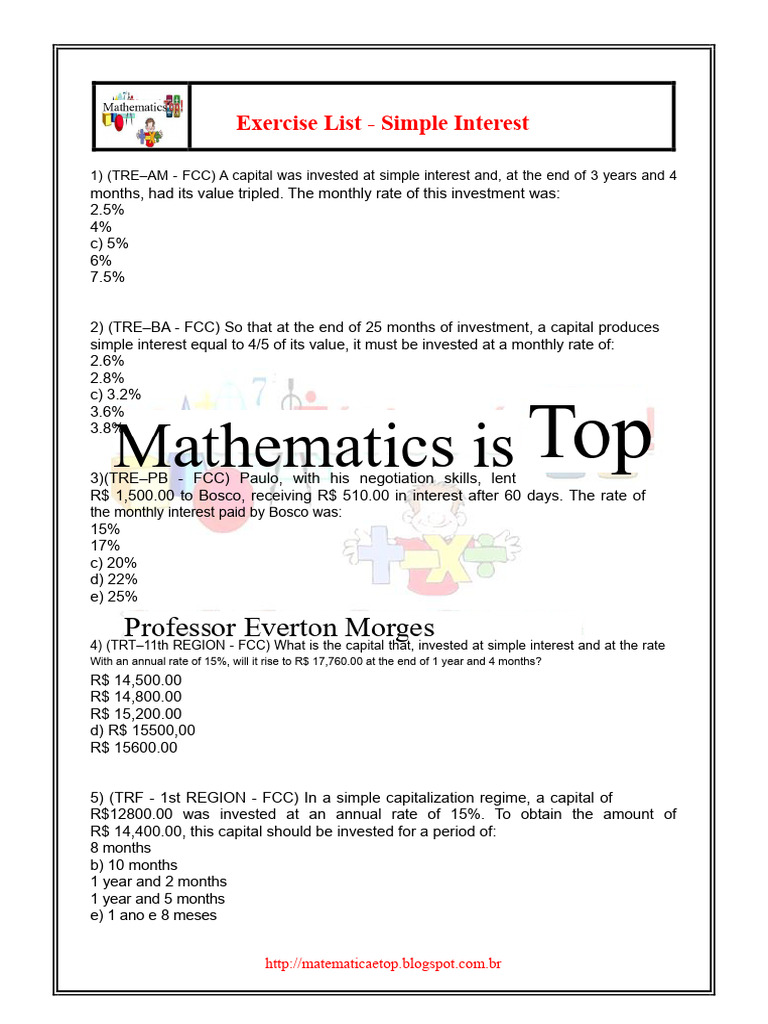 List of Compound Interest Exercises | PDF | Interest | Interest Rates