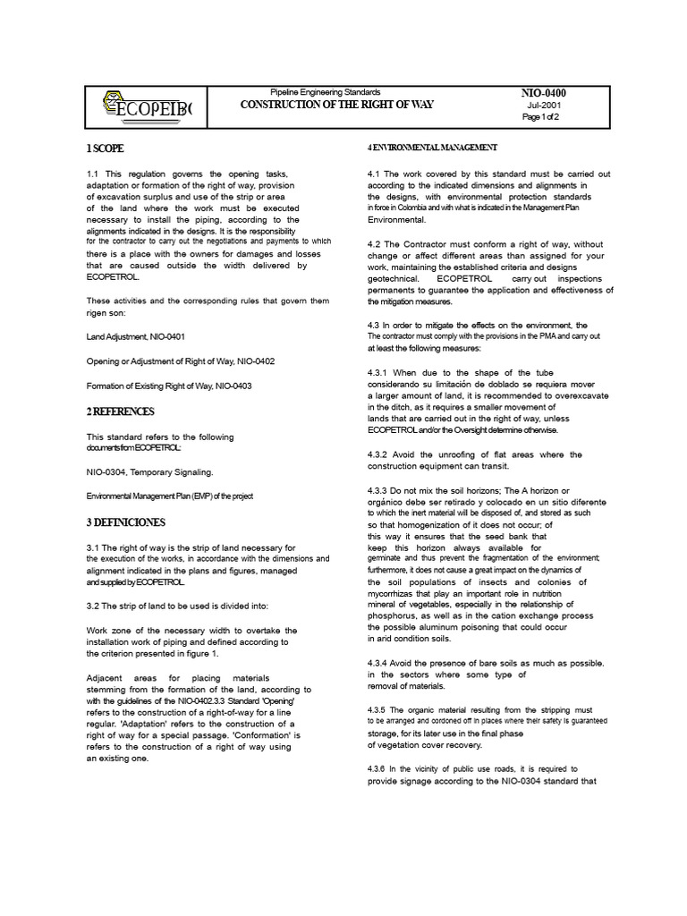 Nio0400 Construction Right of Way | PDF | Soil
