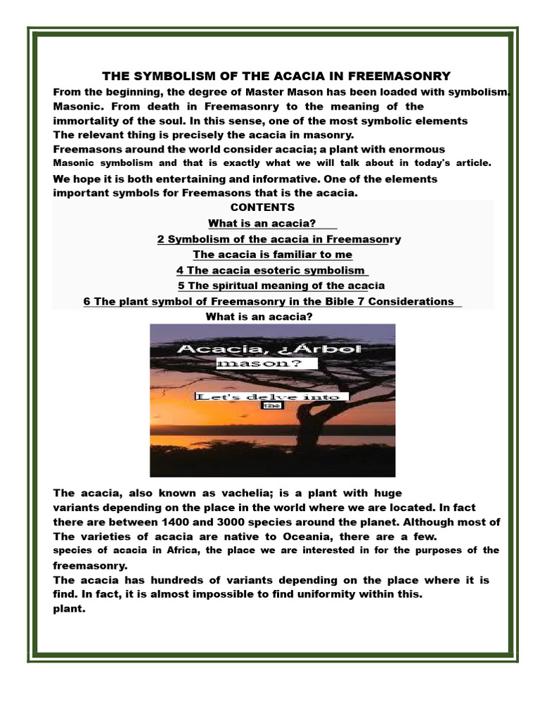 The Symbolism of Acacia in Freemasonry | PDF | Freemasonry | Western ...