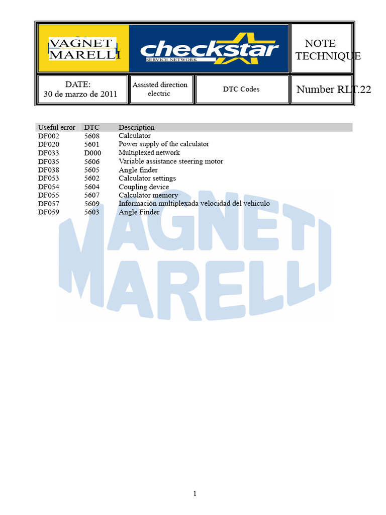 Renault Codes DF Electronic Steering Workshop KM38400-1 | PDF