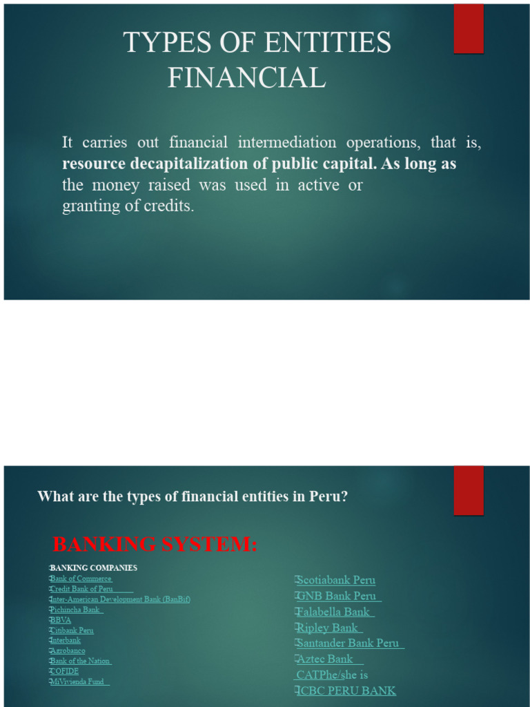 Types of Financial Entities 3a | PDF | Debt | Peru