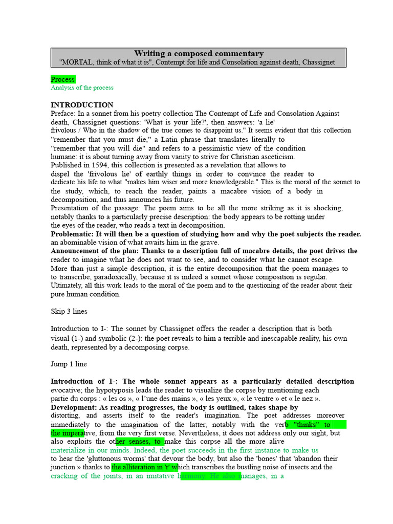 Chassignet's Macabre Sonnet Analysis | PDF | Poetry | Sonnets