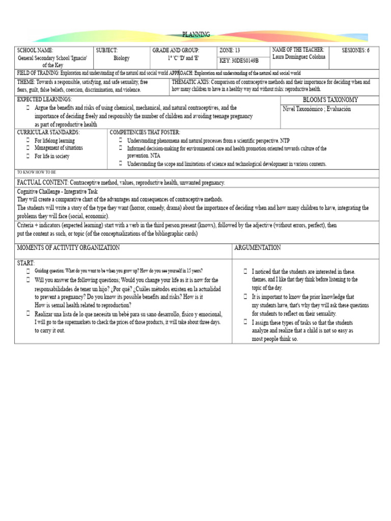 EXAMPLE OF Reasoned Planning FCE | PDF | Birth Control | Menstrual Cycle