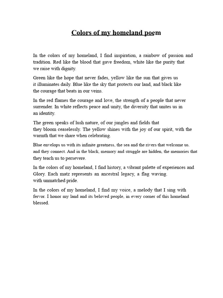 Colors of My Homeland Poem | PDF