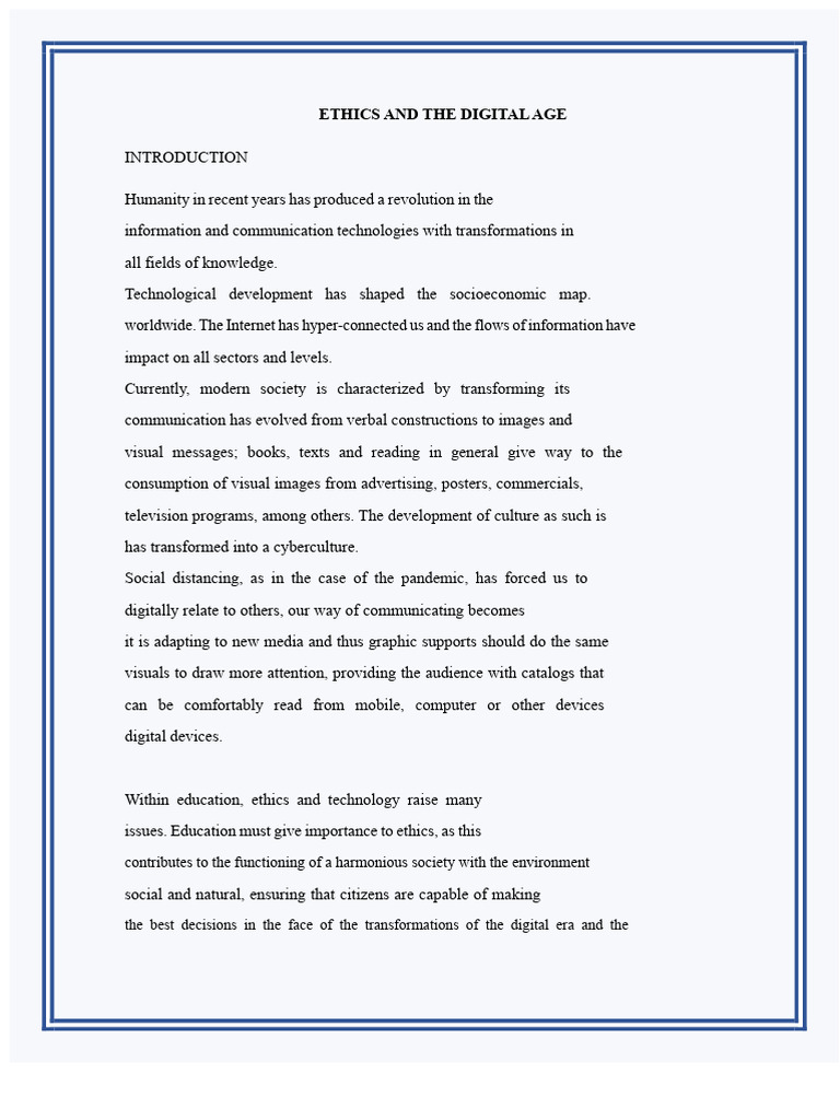 Ethics in the Digital Era Explained | PDF | Communication